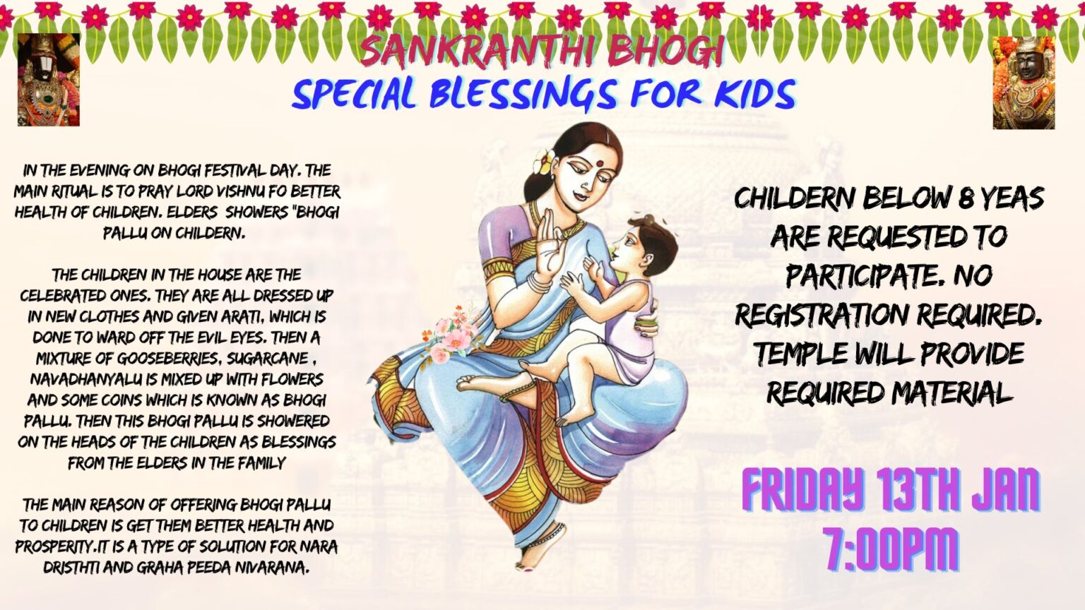 Sankranthi - Bhogi Pallu - Special Blessings for Kids - Home